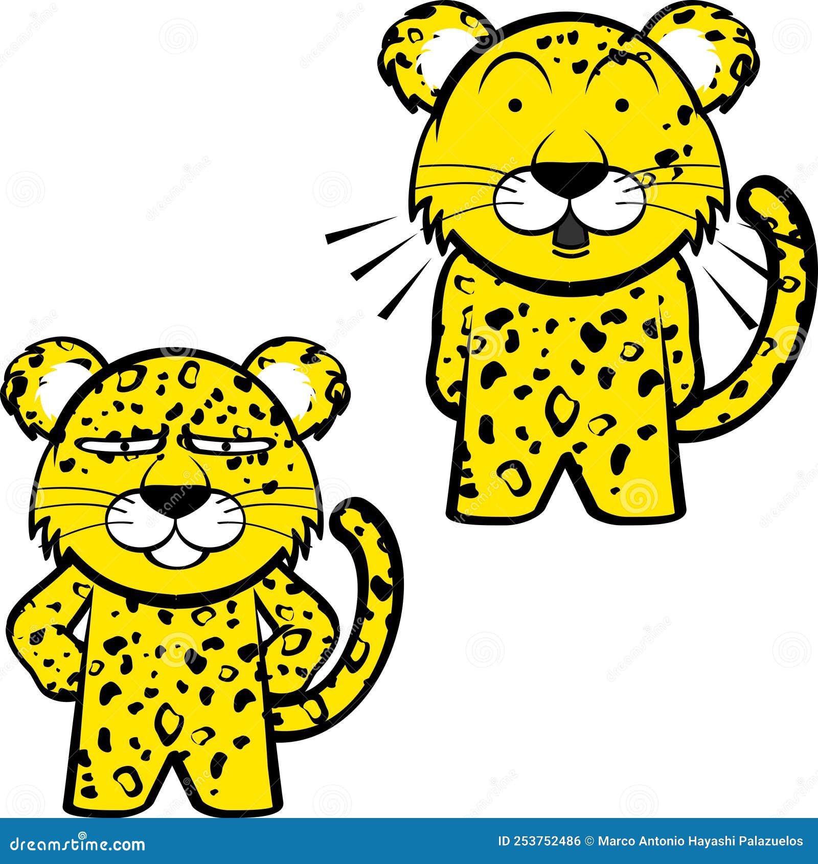 Grumpy Chibi Leopard Kid Character Cartoon Expressions Pack Stock ...