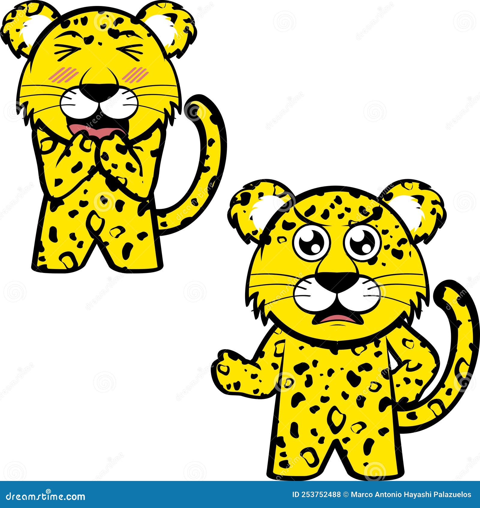 Standing Chibi Leopard Kid Character Cartoon Stock Vector ...