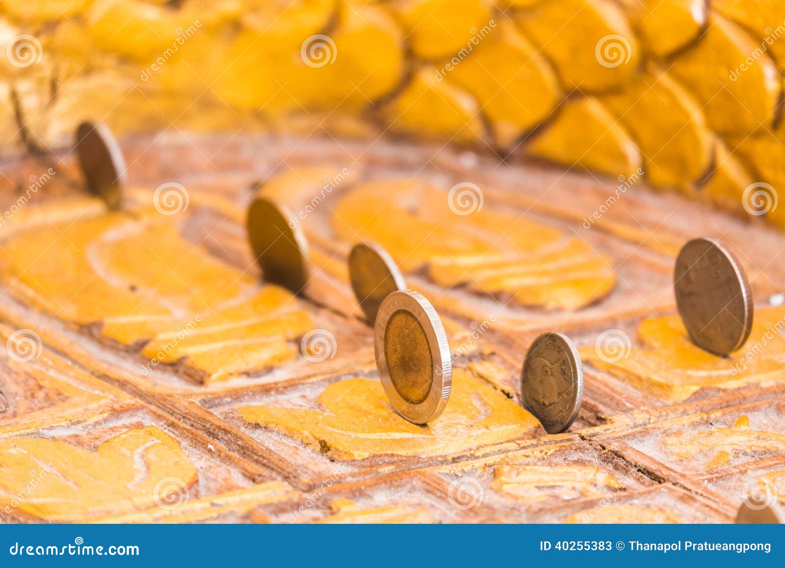 Standing Coins in the Temple Stock Image - Image of concepts, coin ...