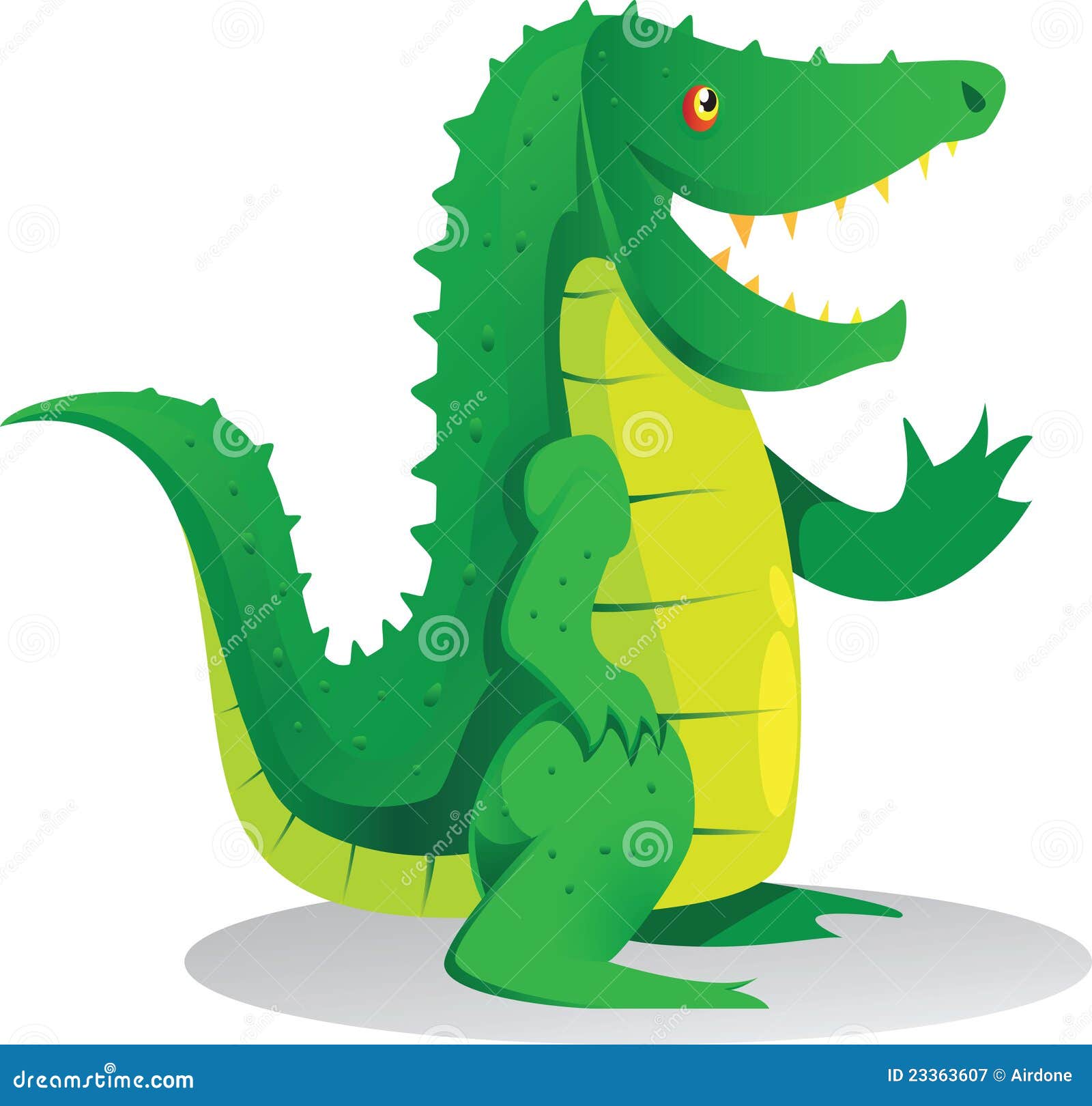 Crocodile Standing On Four Legs Flat Cartoon Green Friendly Reptile ...