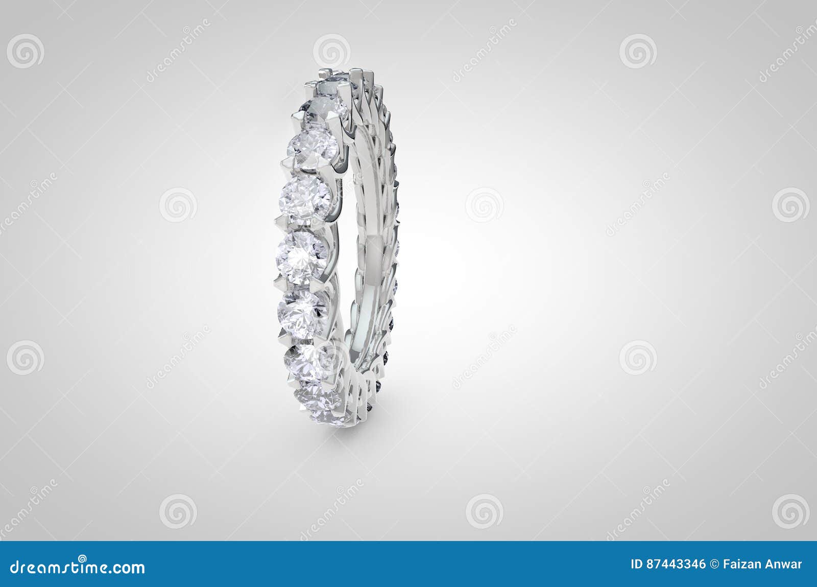 Standing Diamond Ring on White Background Stock Illustration ...