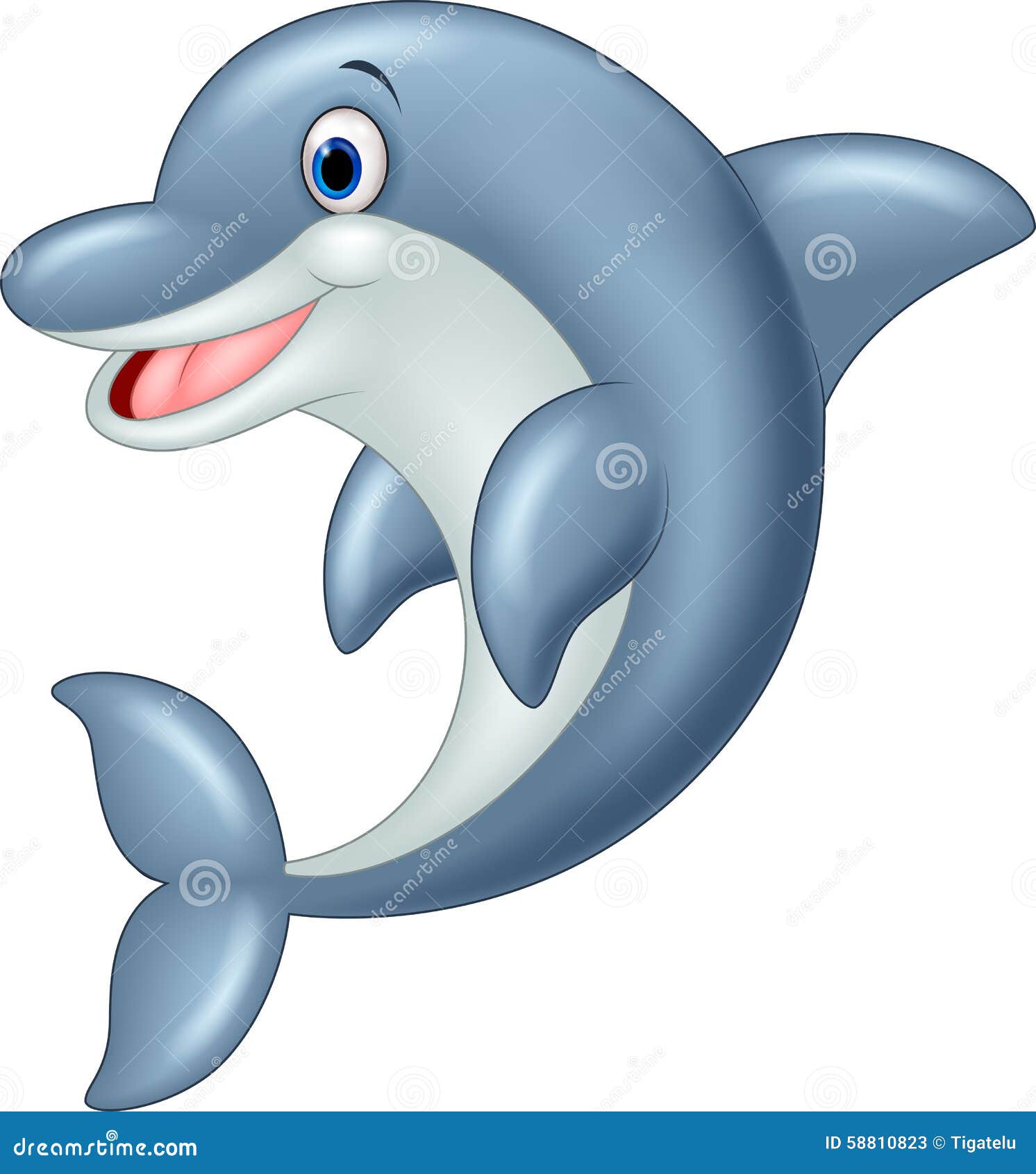 Standing Dolphin Cartoon Illustration Stock Vector - Illustration of ...