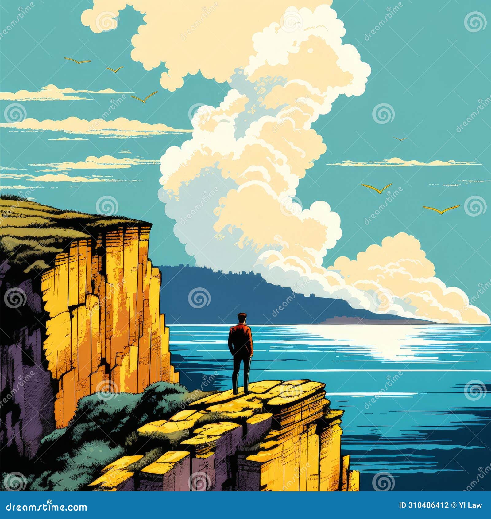 Standing on the Edge of a Cliff, Looking Down Stock Illustration ...