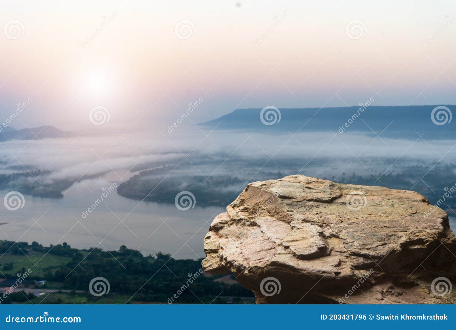 Standing Empty on Top of a Mountain View, Blank Space Cliff Edge with ...