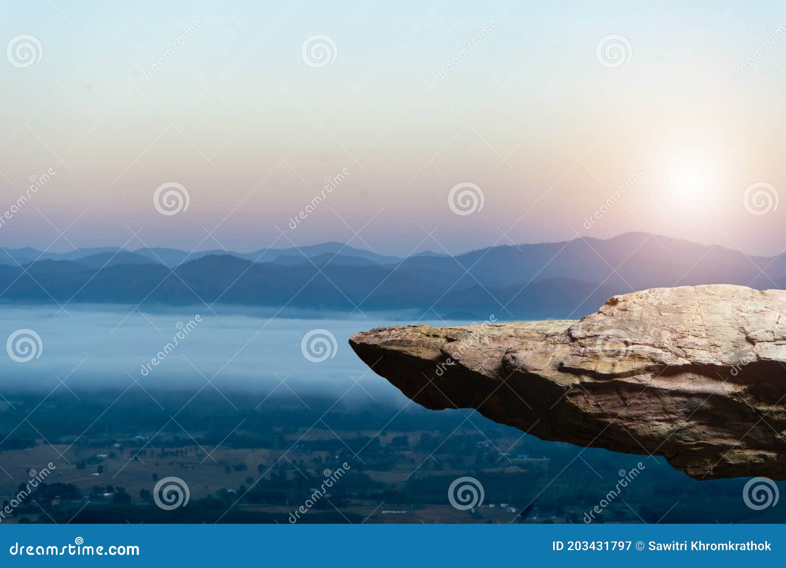 Standing Empty on Top of a Mountain View, Blank Space Cliff Edge with ...