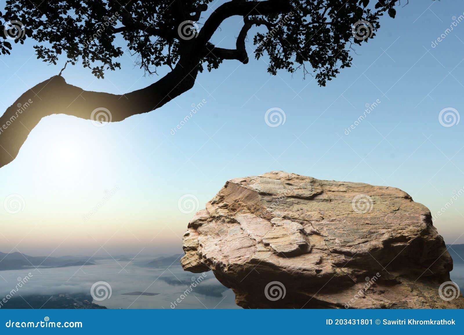 Standing Empty on Top of a Mountain View, Blank Space Cliff Edge with ...