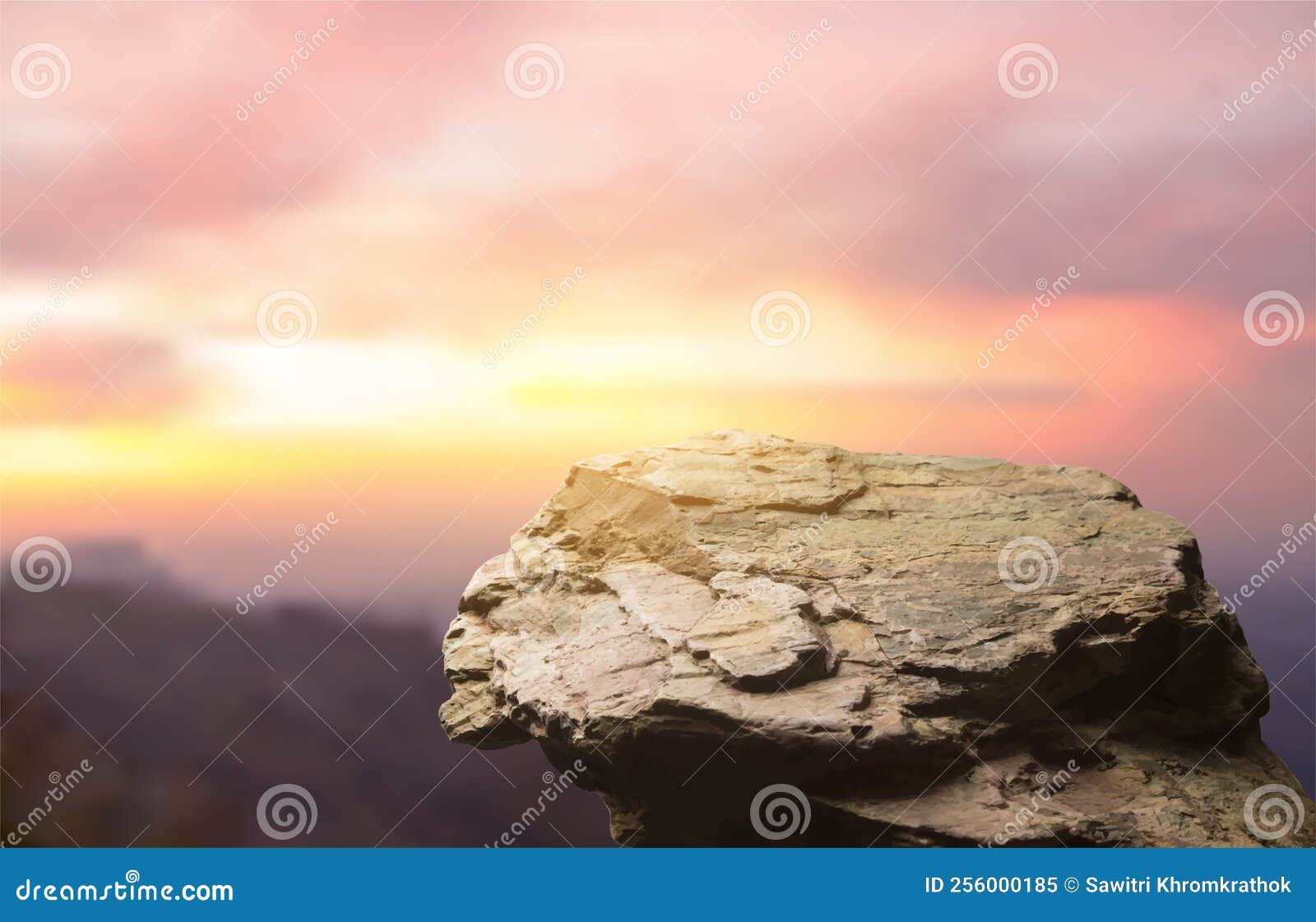 Standing Empty on Top of a Mountain View, Blank Space Cliff Edge with ...