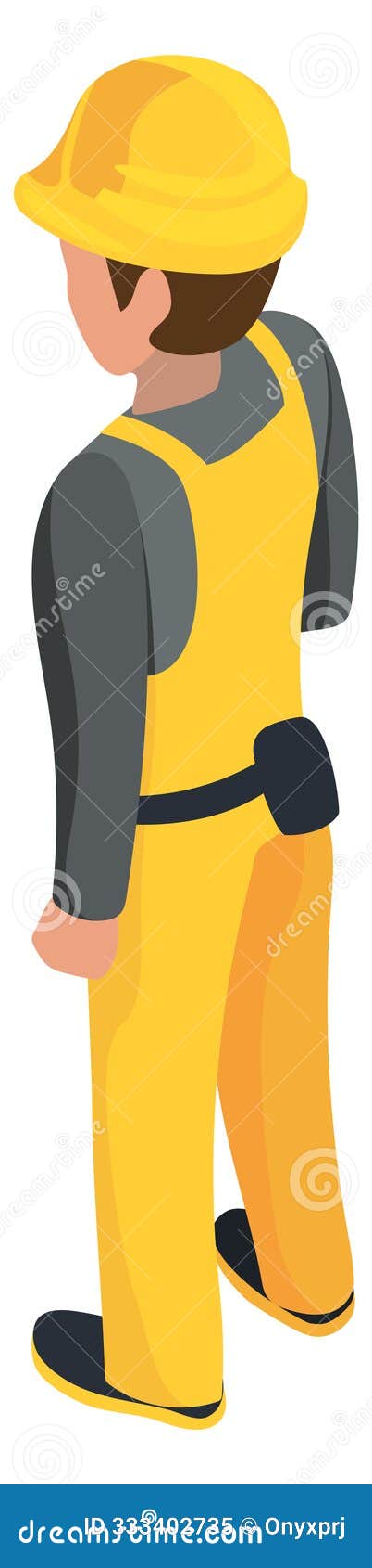 Standing Engineer Back View. Isometric Construction Worker Stock Vector - Illustration of ...