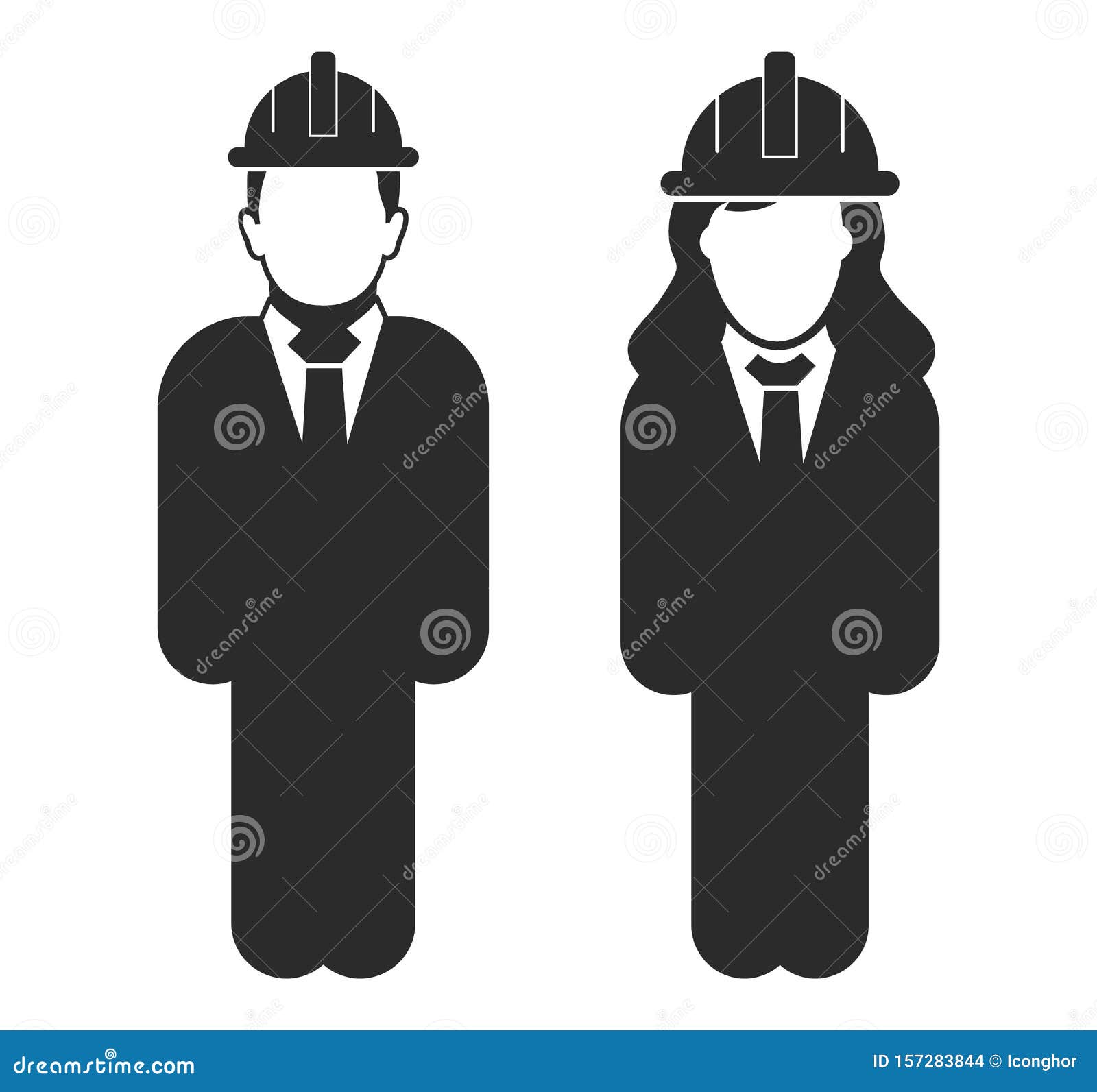 Standing Engineer Couple Icon. Stock Vector - Illustration of business ...
