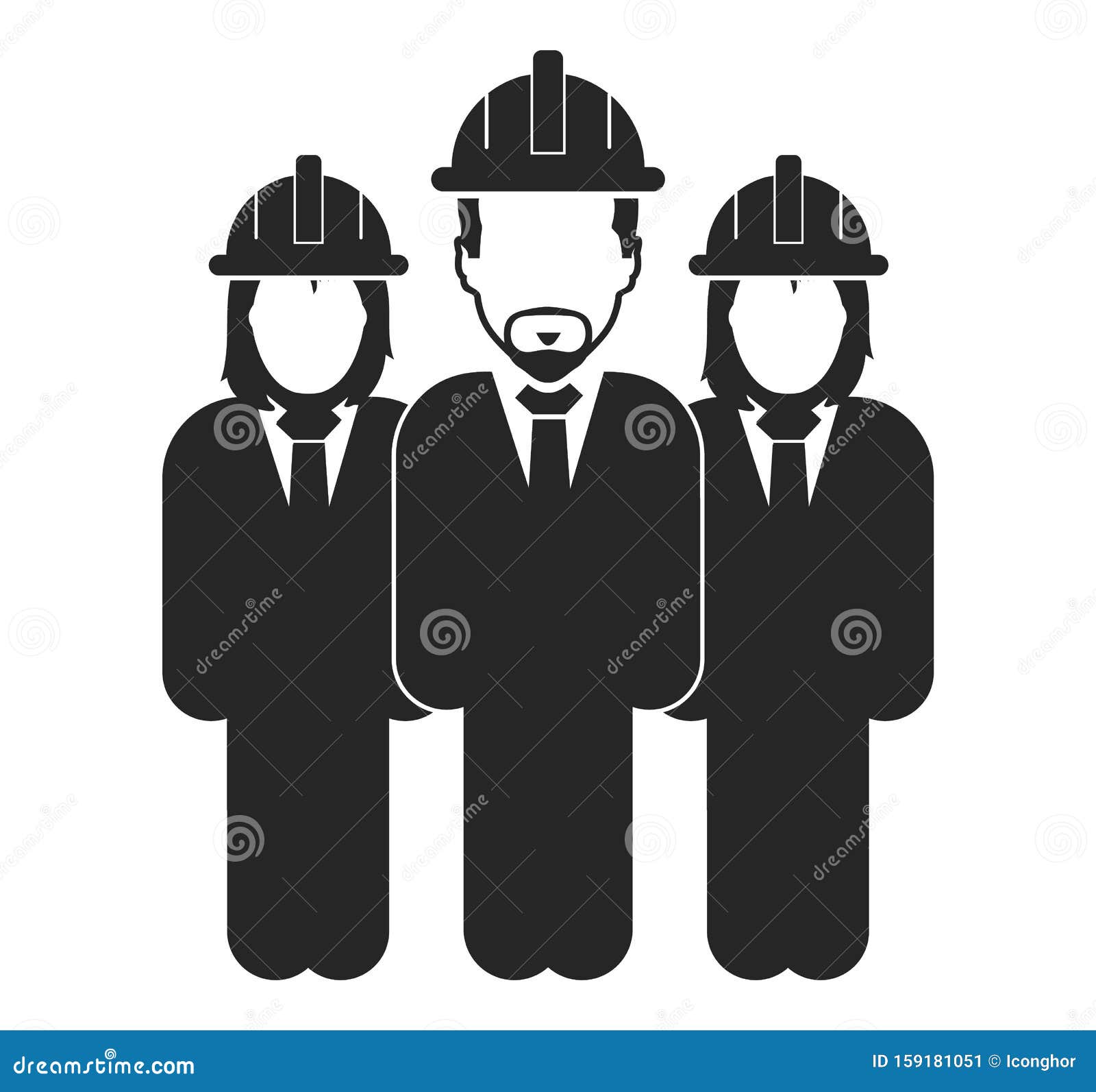 Standing Engineer Team Icon. Stock Vector - Illustration of glasses ...