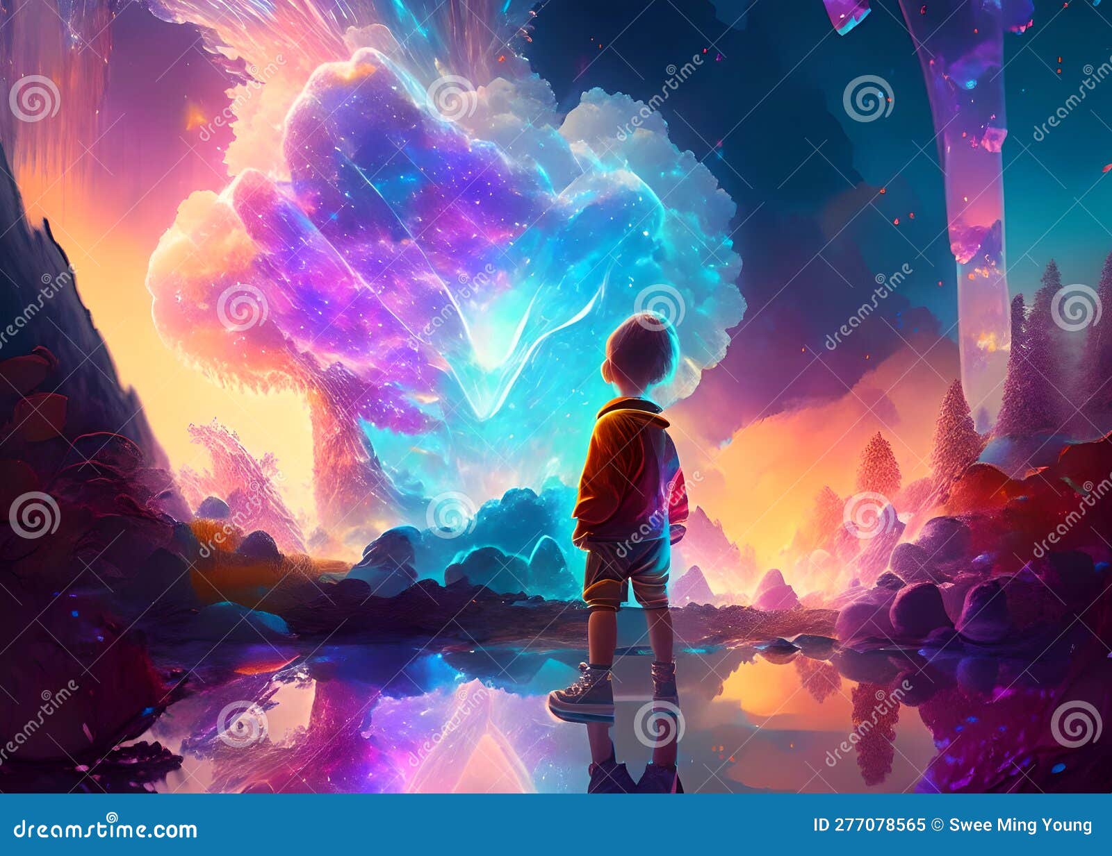 Standing on a Field Watching a Dynamic Colorful Nuclear Cloud Explode ...