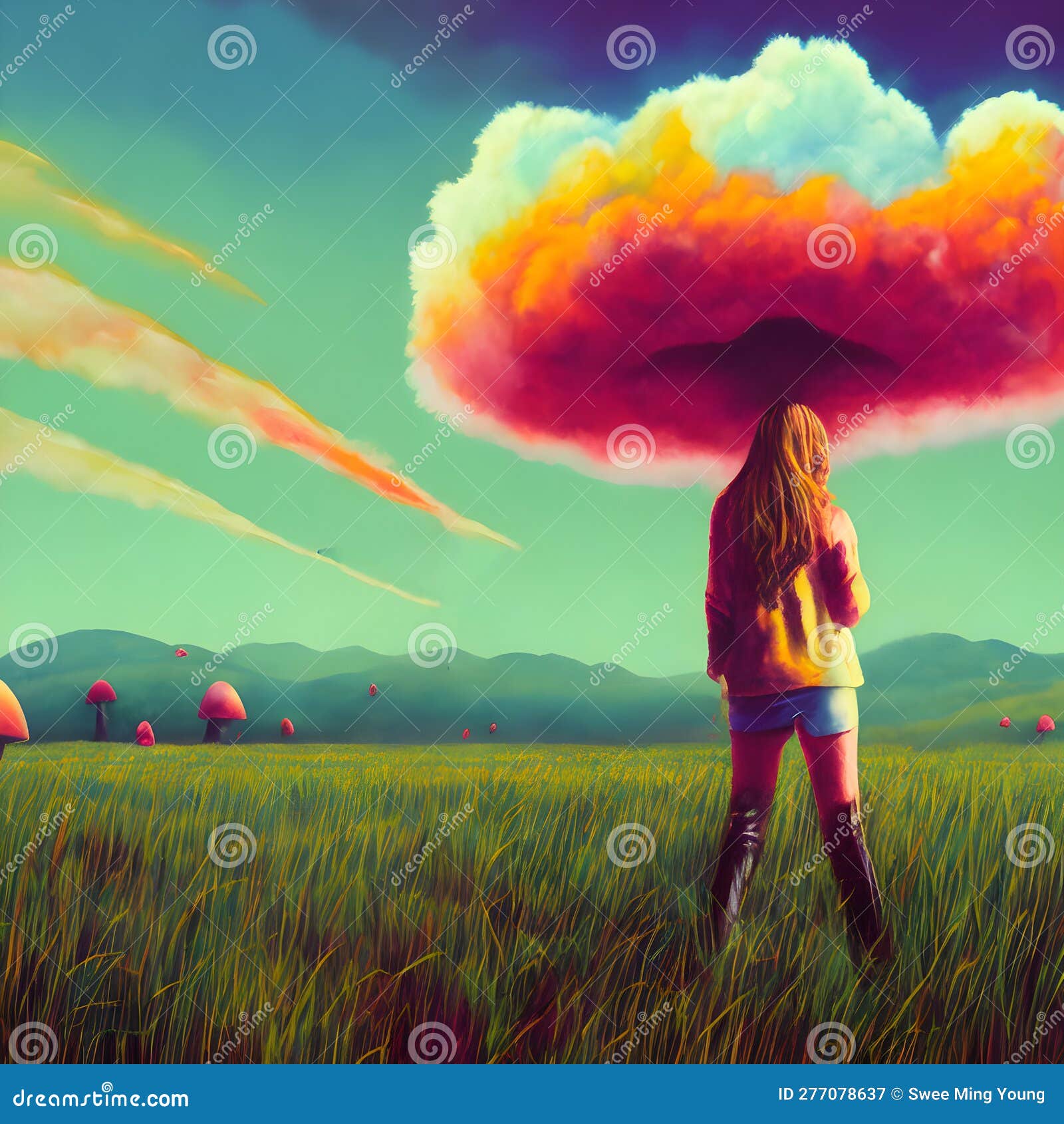 Nuclear Cloud And Rain Vector Illustrator. Radioactive Icon With Green ...