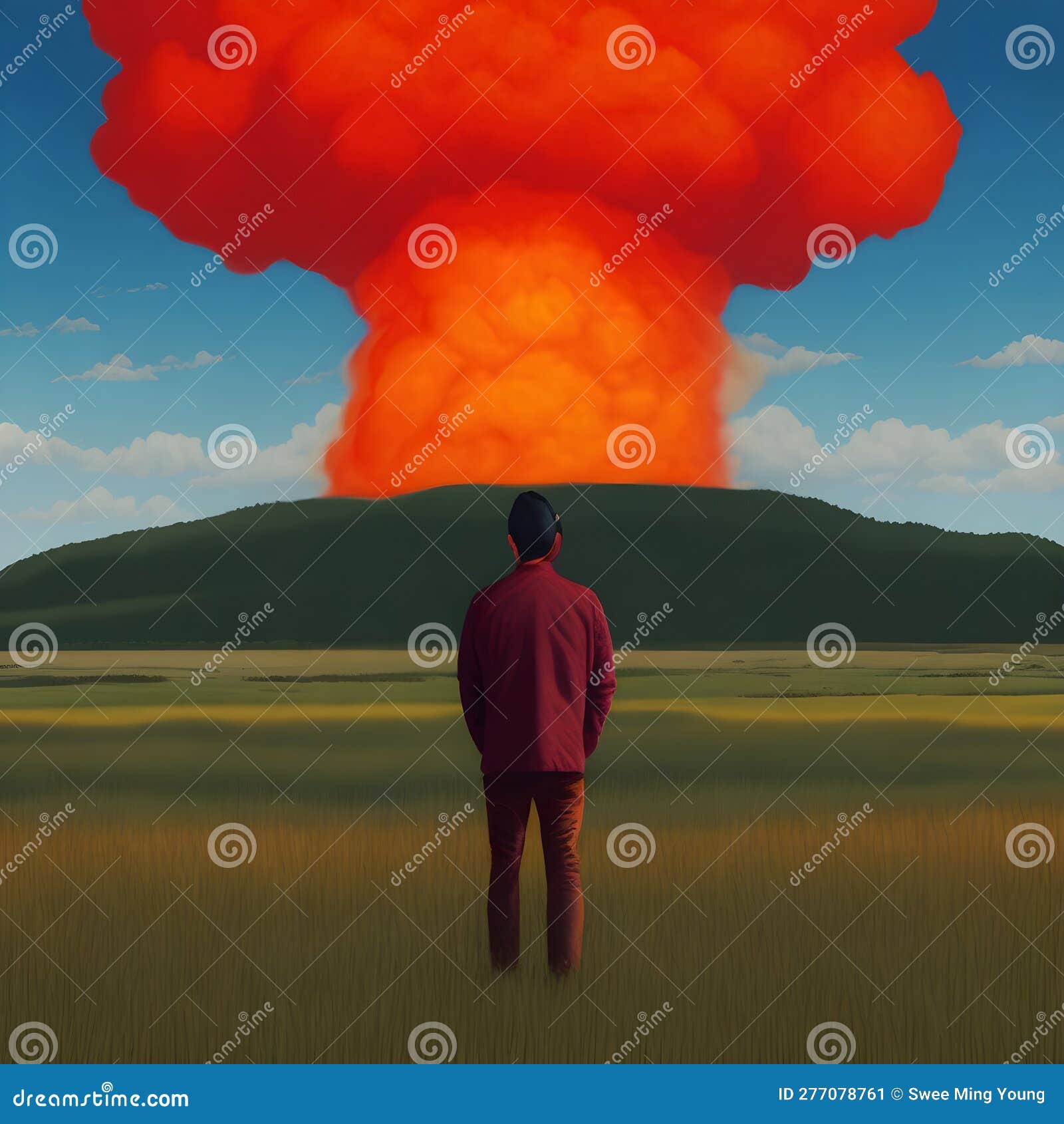 Standing on a Field Watching a Dynamic Colorful Nuclear Cloud Explode ...