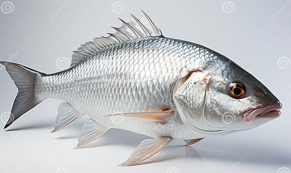 Standing Fish on White Surface Stock Photo - Image of underwater ...