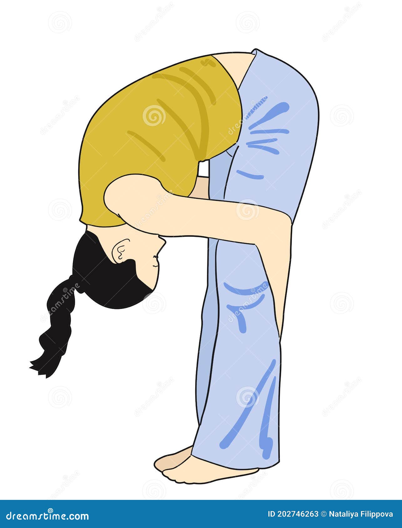 Standing forward bend stock vector. Illustration of forward - 202746263