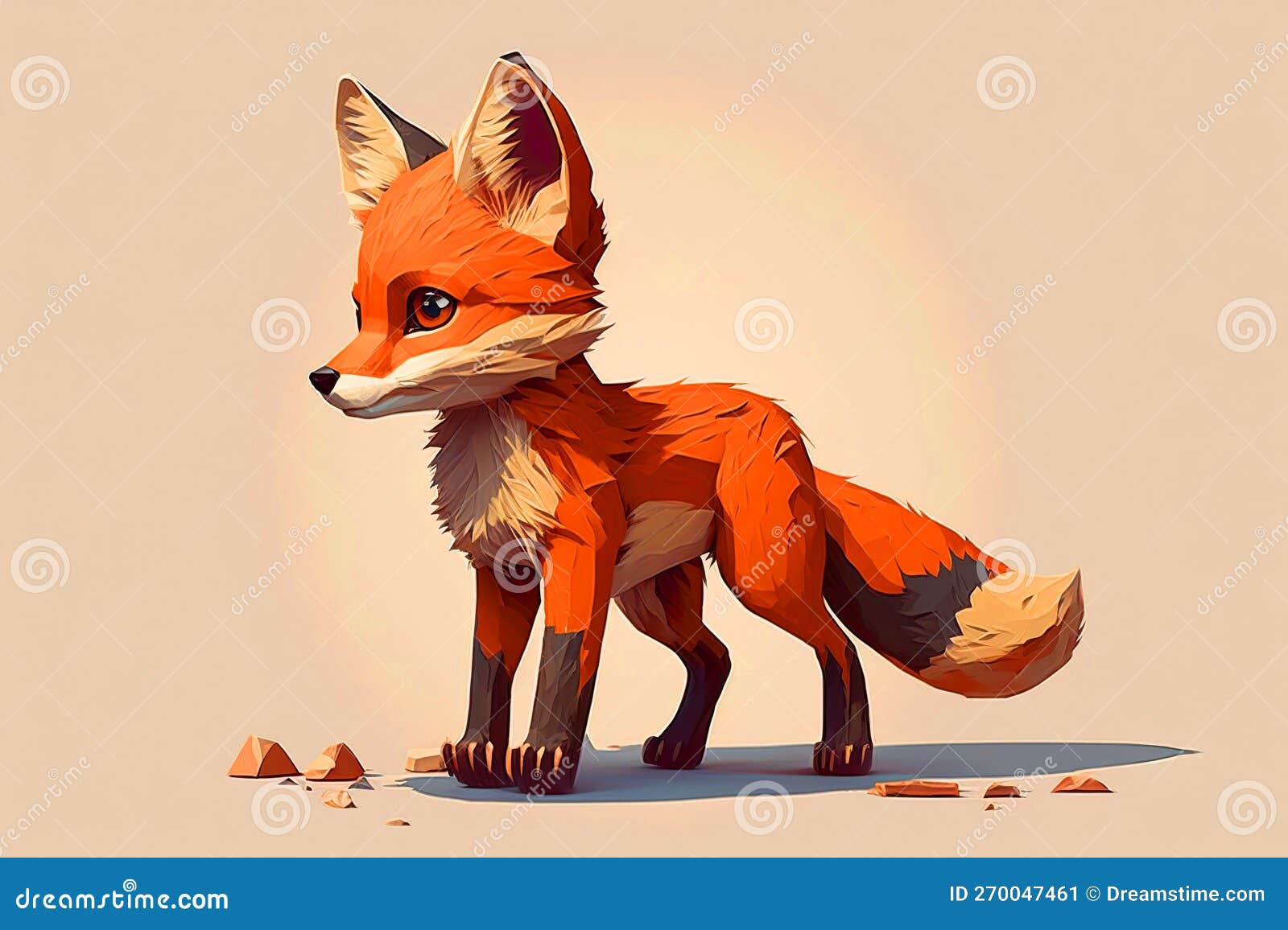 Standing Fox Isolated on a White Background. Generative AI Illustration ...