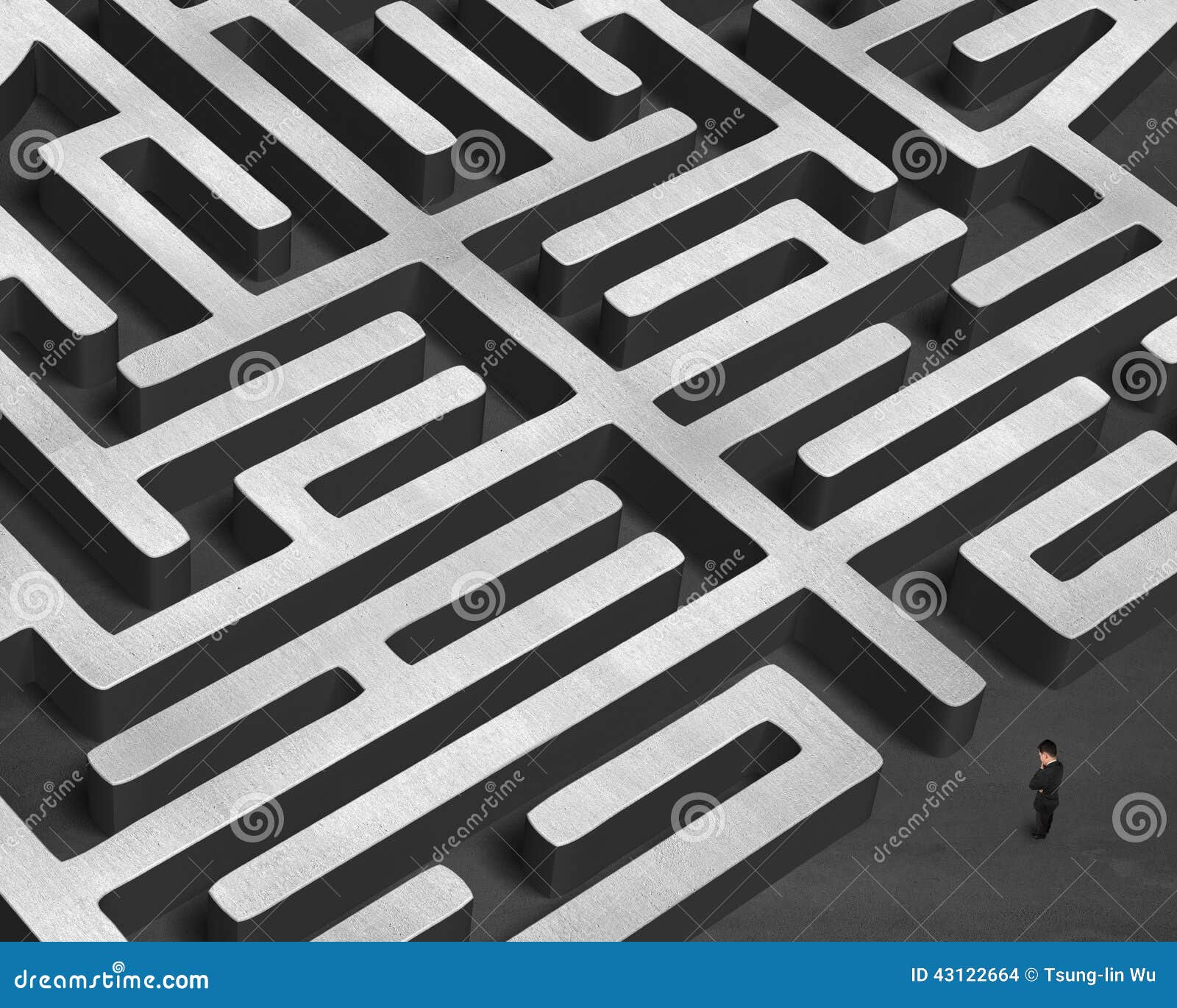 Standing in Front of 3D Maze Stock Illustration - Illustration of ...