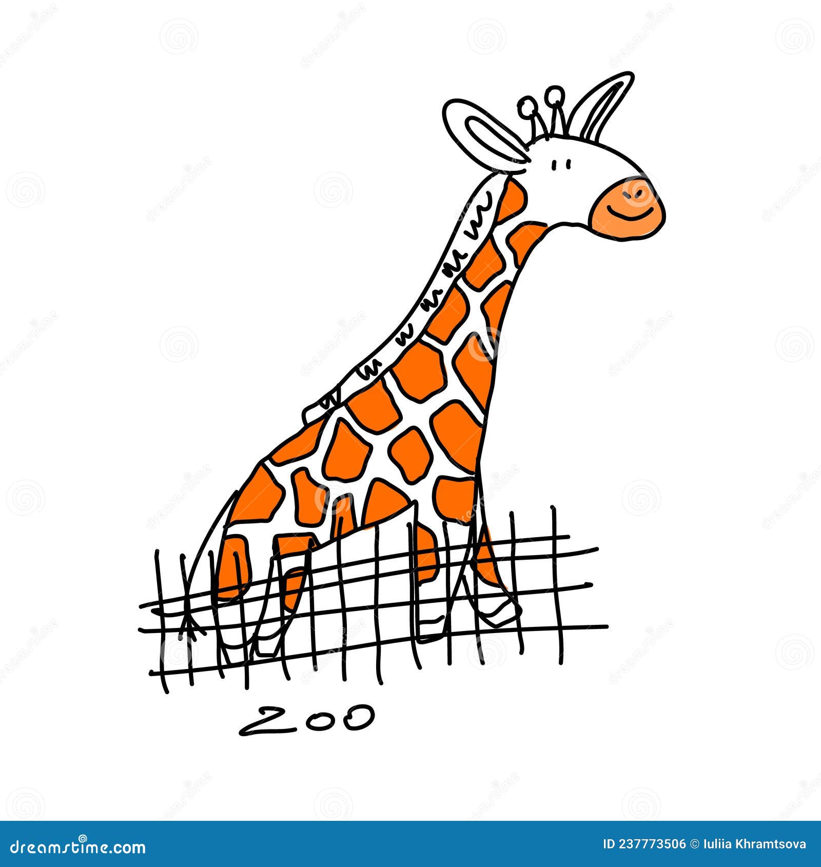 A Standing Giraffe Isolated in a Doodle Style Stock Illustration ...