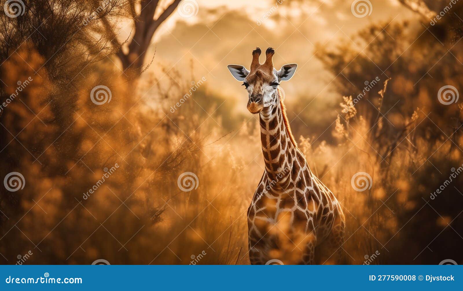 Standing Giraffe in the Savannah, a Portrait of Wilderness Beauty ...