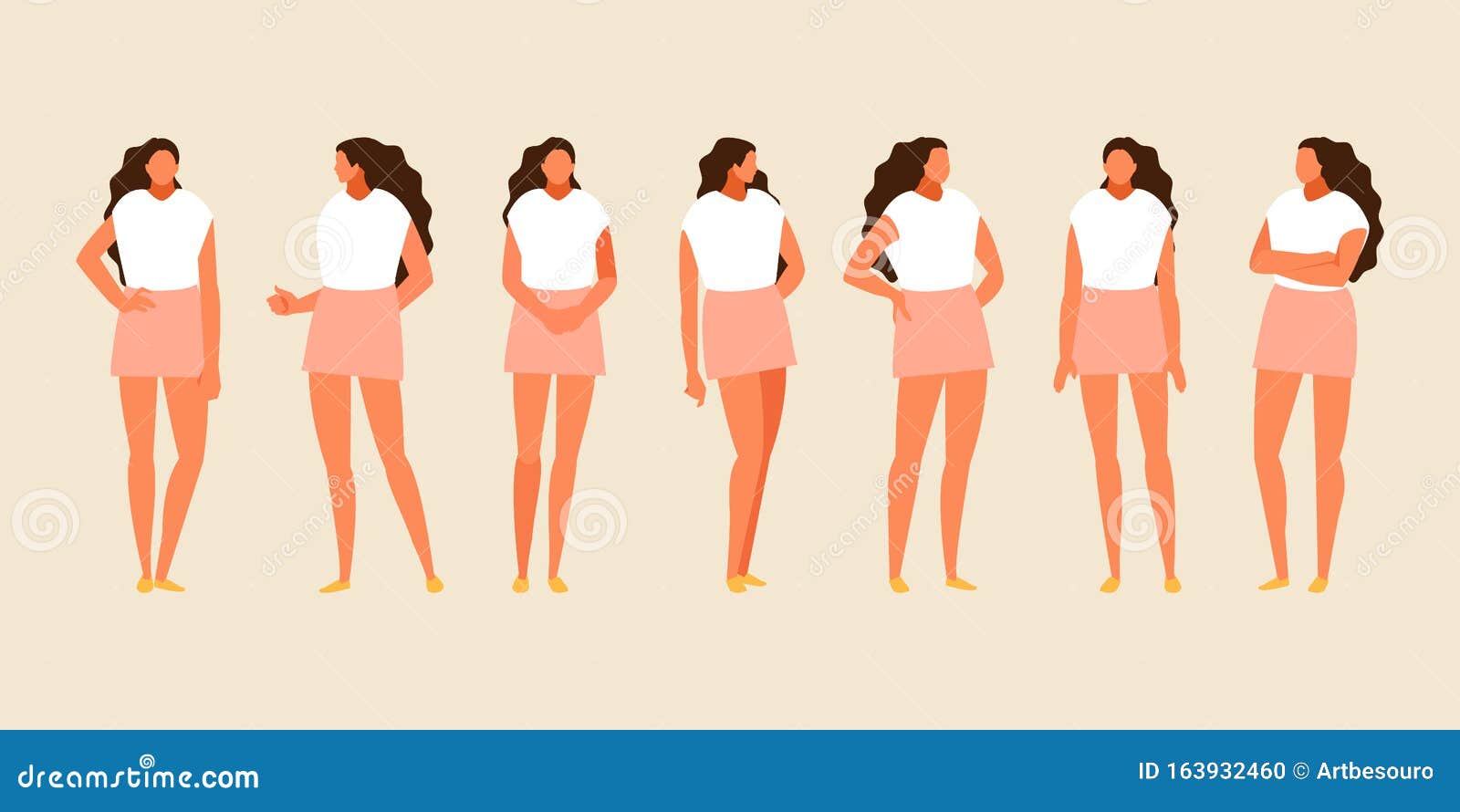 Standing Sad Girl Character Vector Illustration. Sad Little Girl. The ...