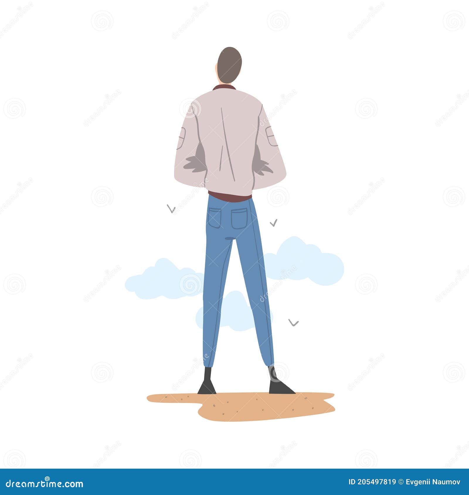 Standing Guy Looking Ahead As into Bright Future Vector Illustration ...