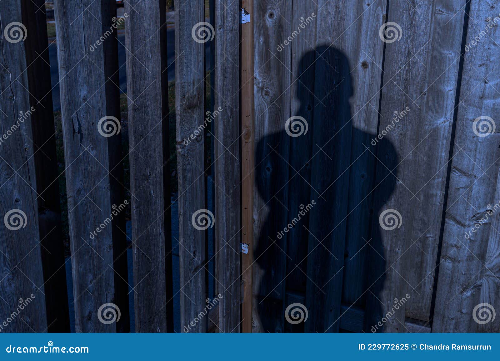 Shadow of Human Shape on a Wooden Fence at Nightfall Stock Image ...