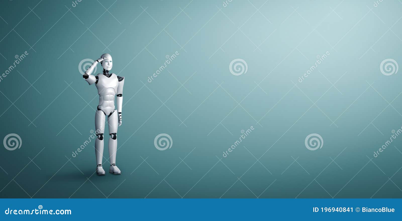 Standing Humanoid Robot Looking Forward on Clean Background Stock ...