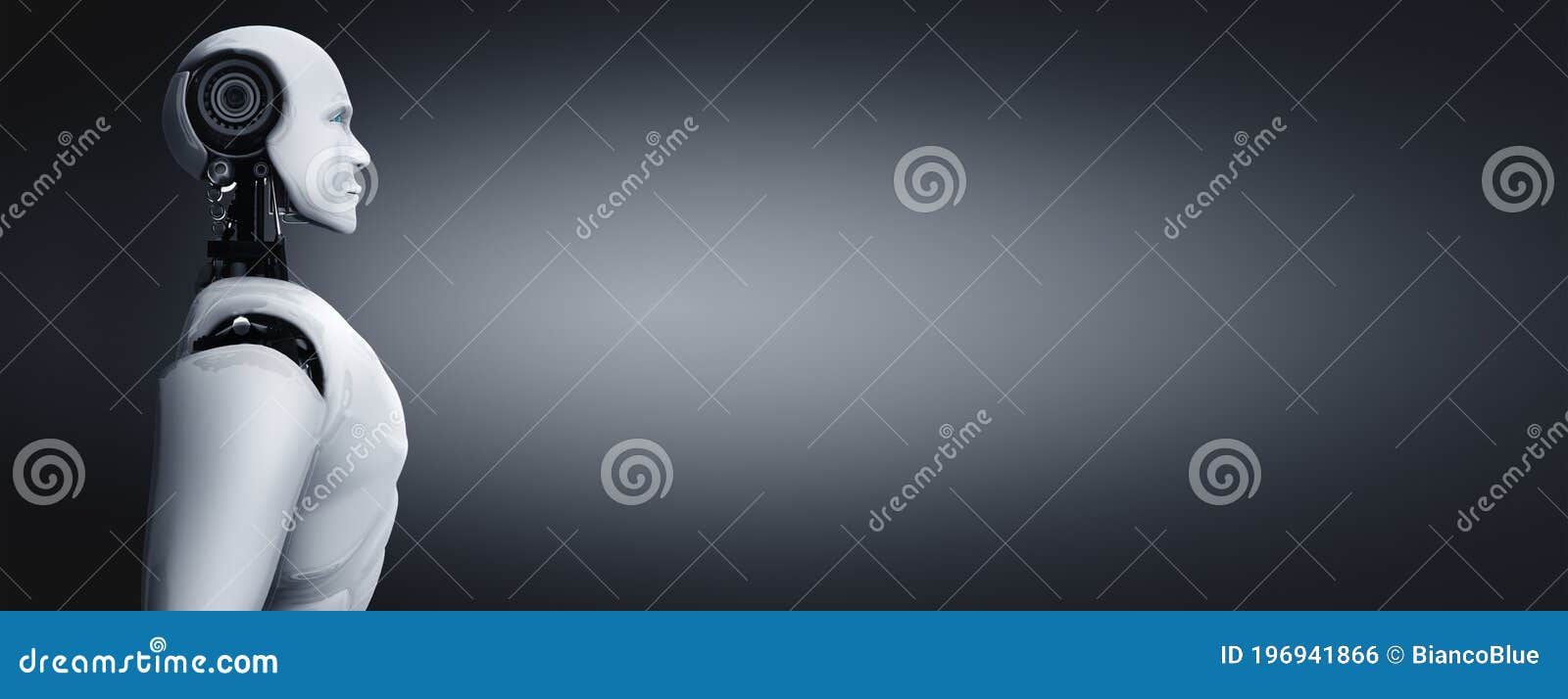 Standing Humanoid Robot Looking Forward on Clean Background Stock ...