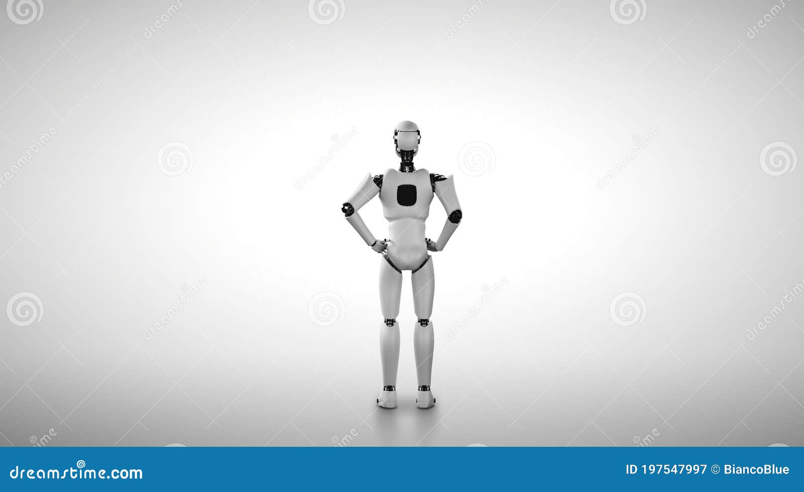 Standing Humanoid Robot Looking Forward on Clean Background Stock ...
