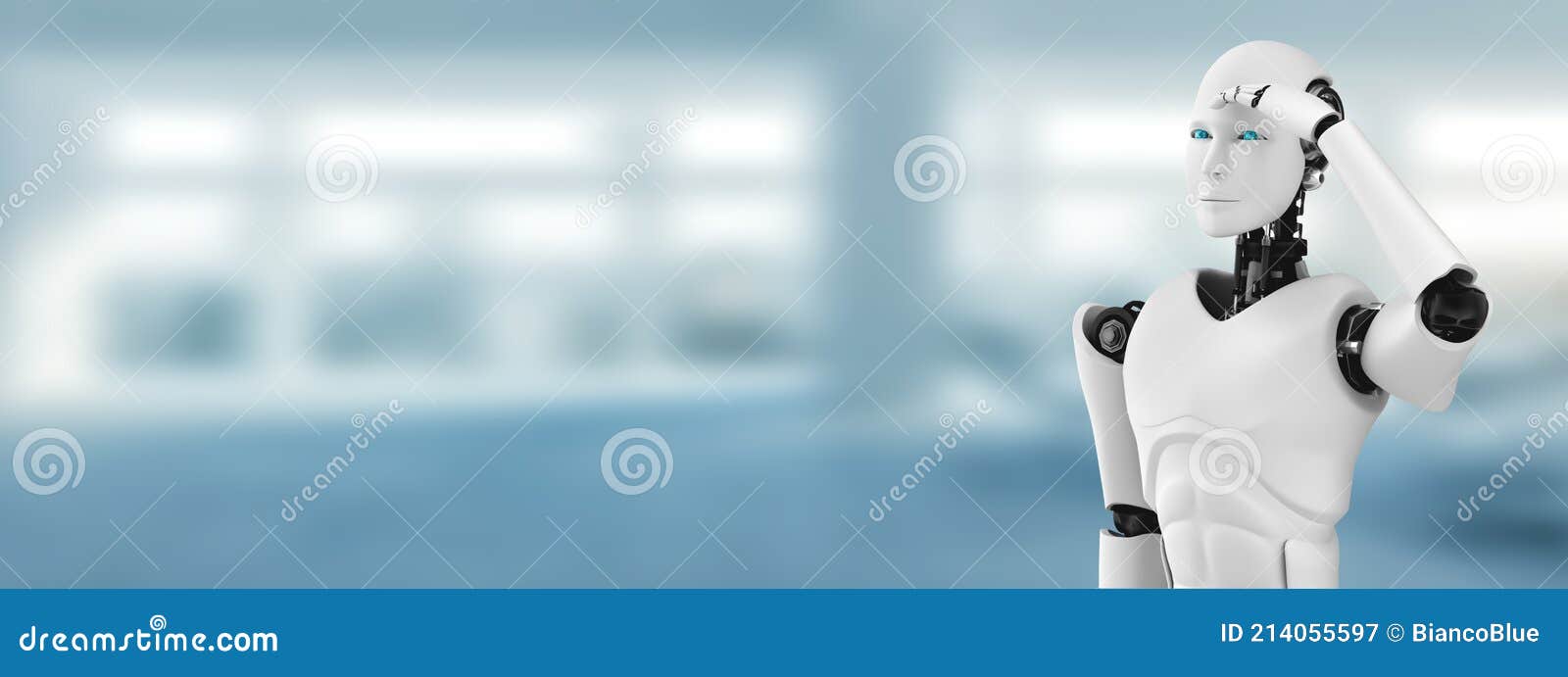 Standing Humanoid Robot Looking Forward on Clean Background Stock ...