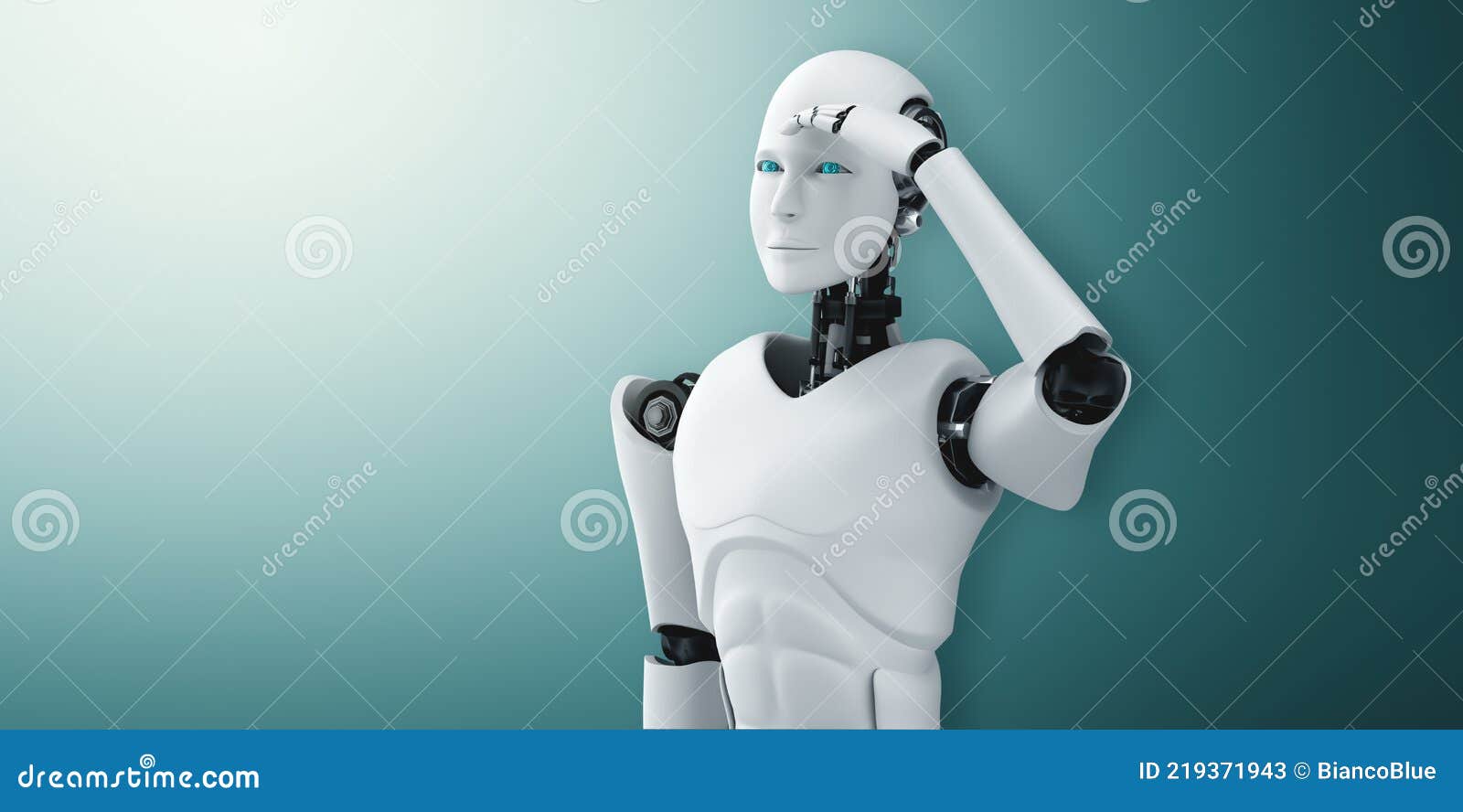 Standing Humanoid Robot Looking Forward on Clean Background Stock ...
