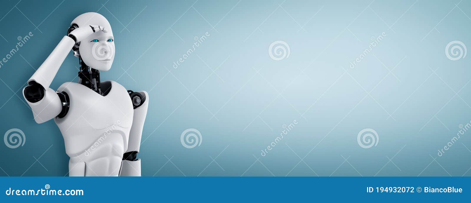 Standing Humanoid Robot Looking Forward on Clean Background Stock ...