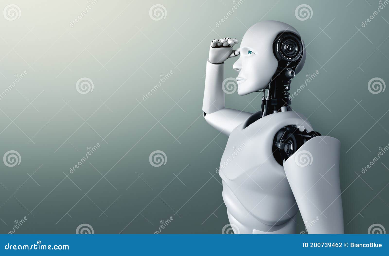 Standing Humanoid Robot Looking Forward on Clean Background Stock ...
