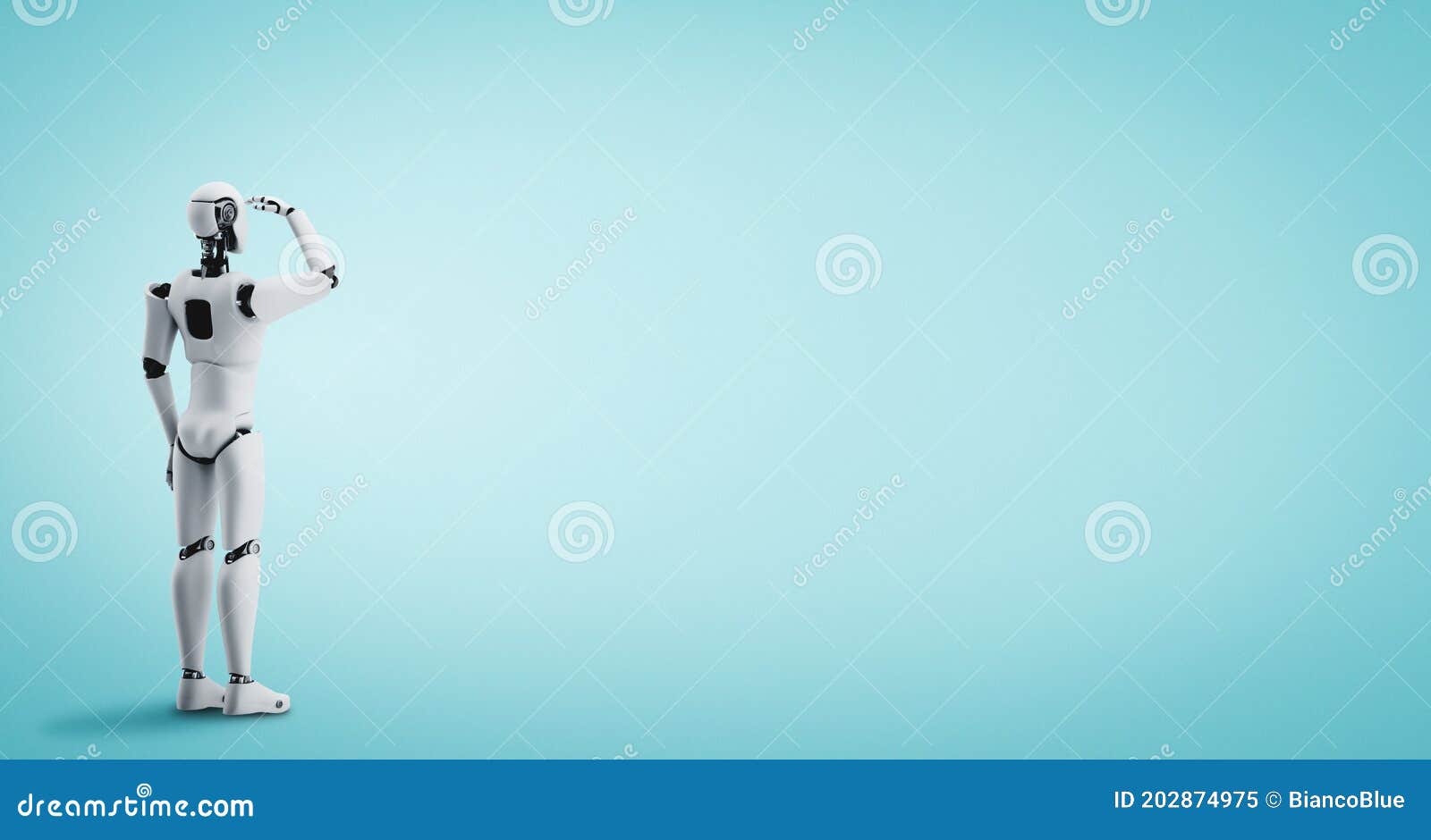 Standing Humanoid Robot Looking Forward on Clean Background Stock ...