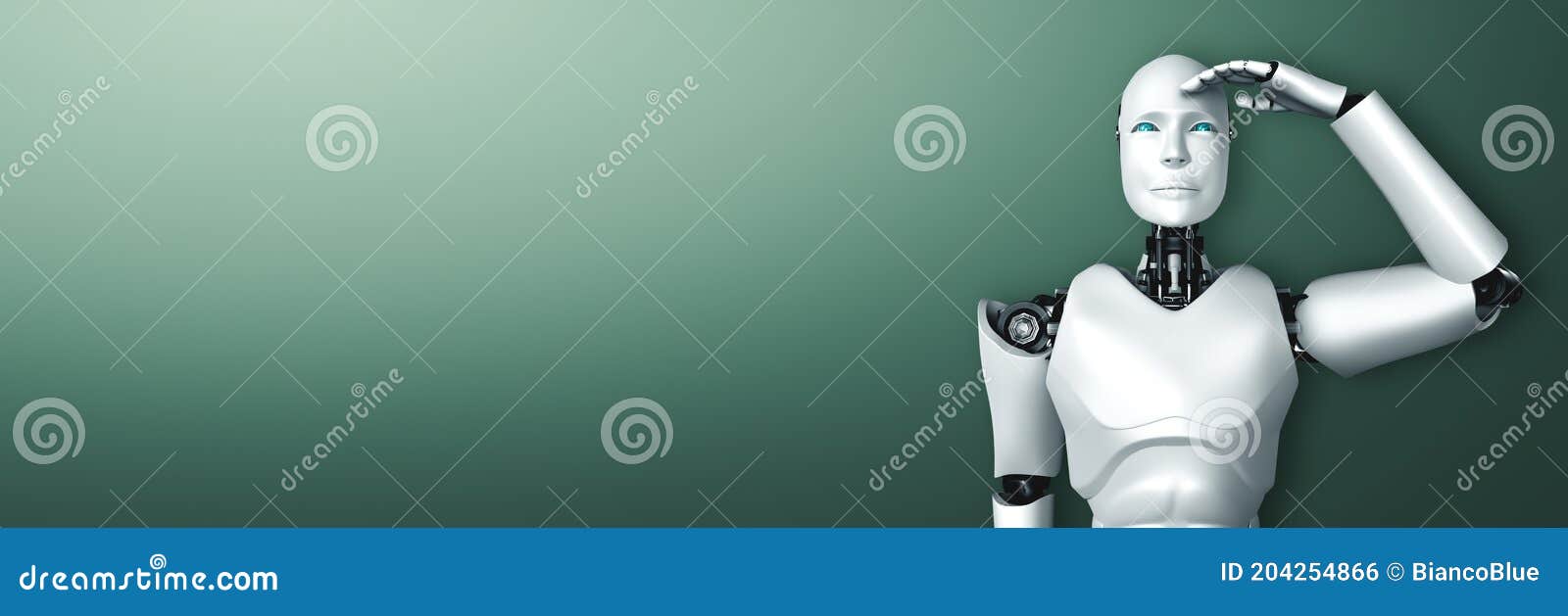 Standing Humanoid Robot Looking Forward on Clean Background Stock ...