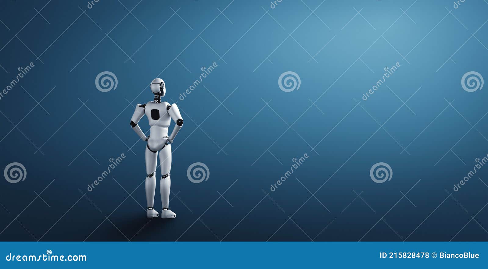 Standing Humanoid Robot Looking Forward on Clean Background Stock ...