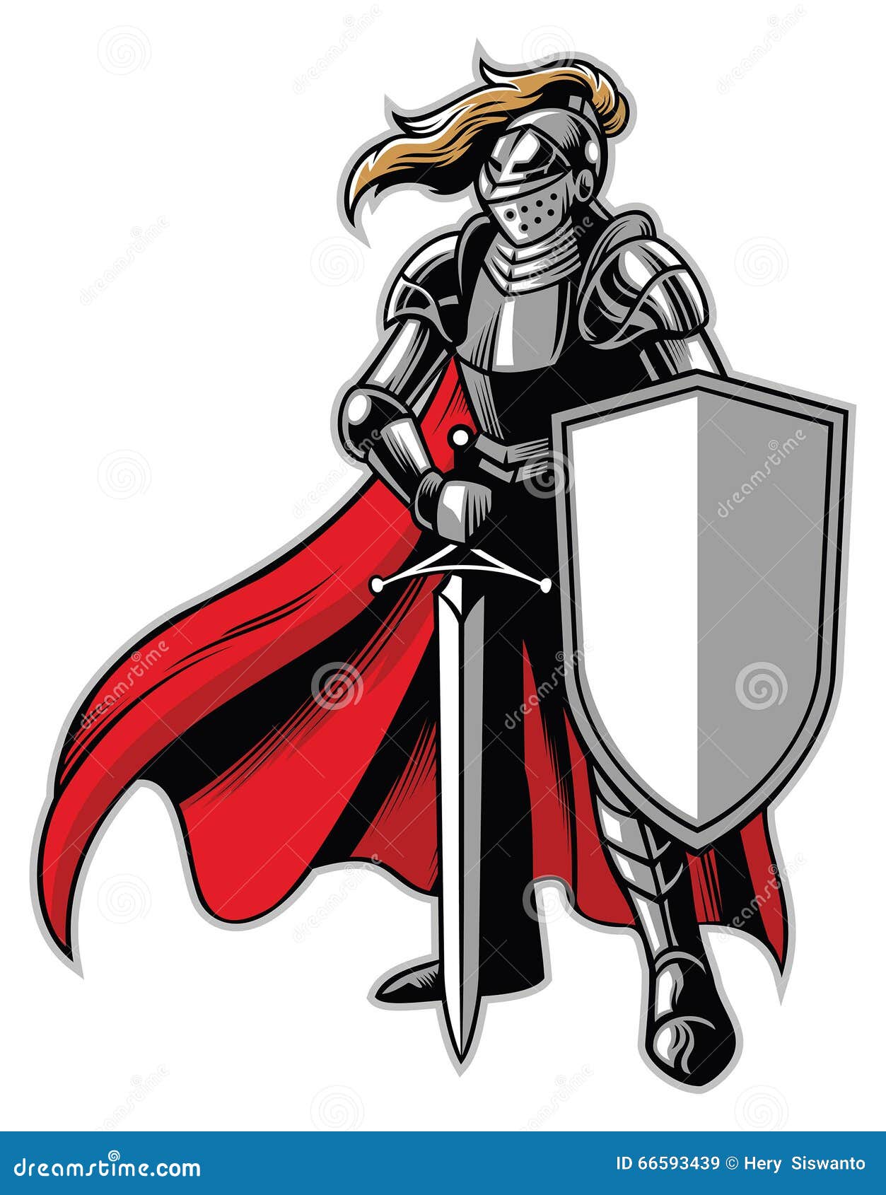 Standing Knight Mascot Cartoon Vector | CartoonDealer.com #66593439