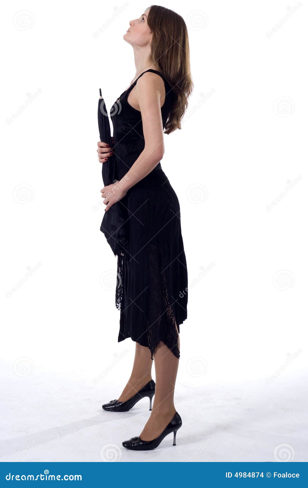 Standing Lady with Umbrella Stock Photo - Image of notice, white: 4984874