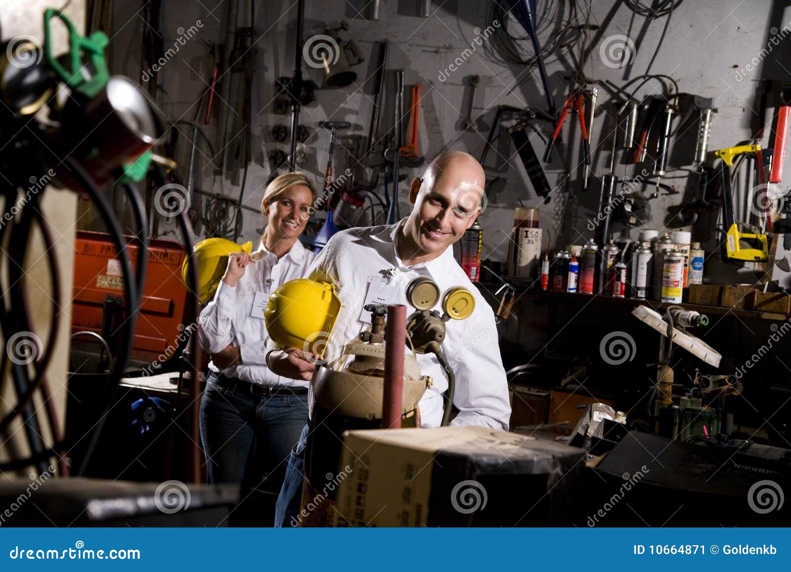 Standing in Maintenance Room Stock Image - Image of confident, female ...