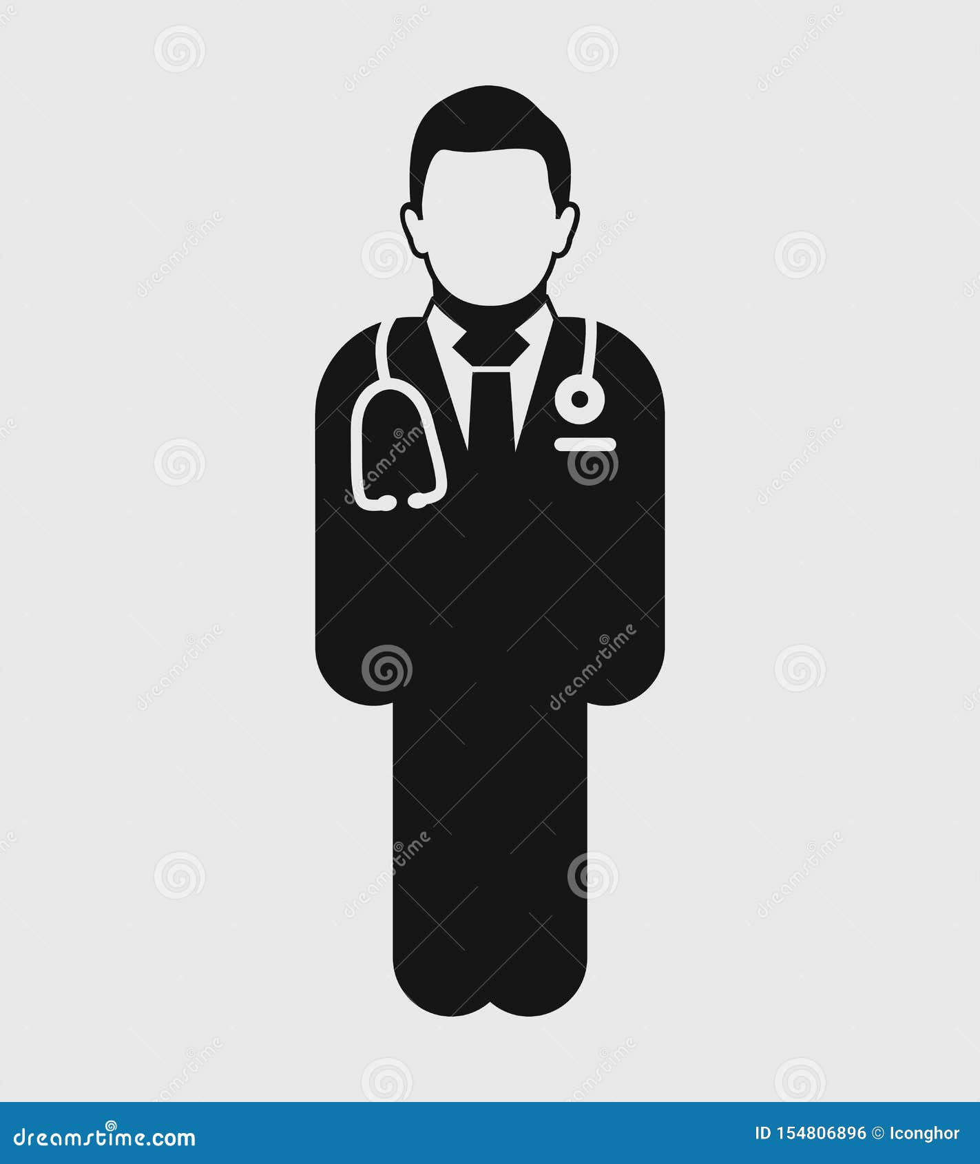 Standing male Doctor Icon. stock vector. Illustration of care - 154806896