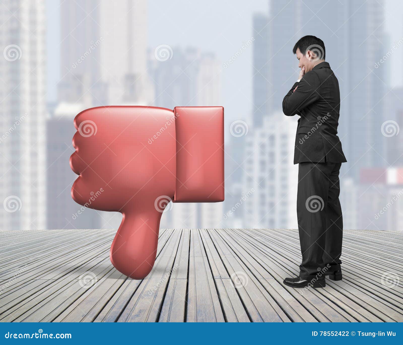 Standing Man Looking at Dislike Thumb Down Mark Stock Photo - Image of ...