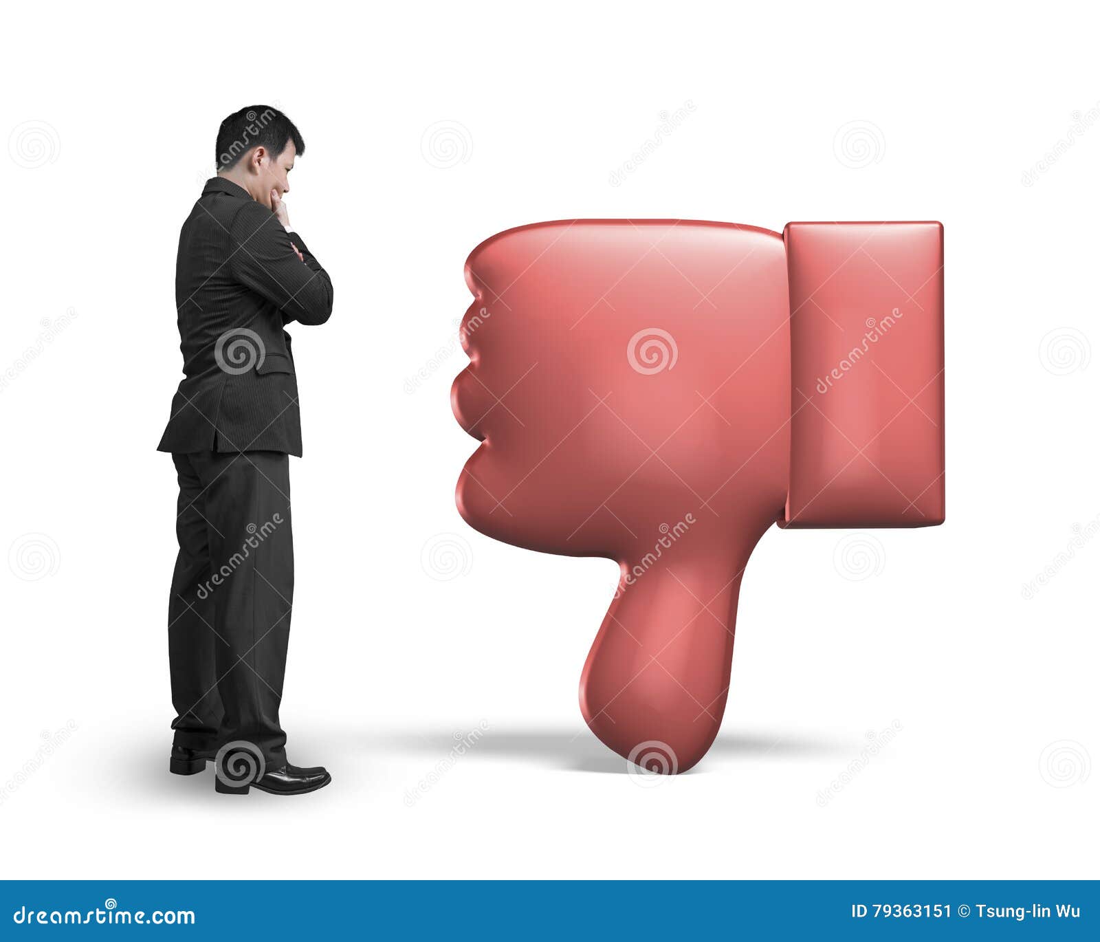 Standing Man Looking at Dislike Thumb Down Mark Stock Image - Image of ...