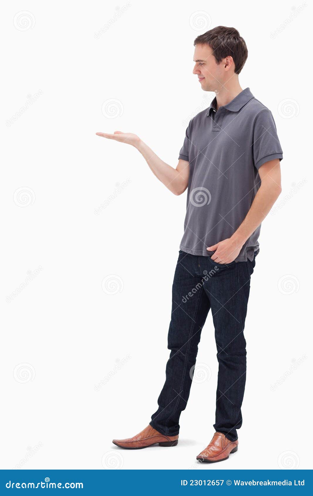 Standing man presenting stock image. Image of copy, concept - 23012657