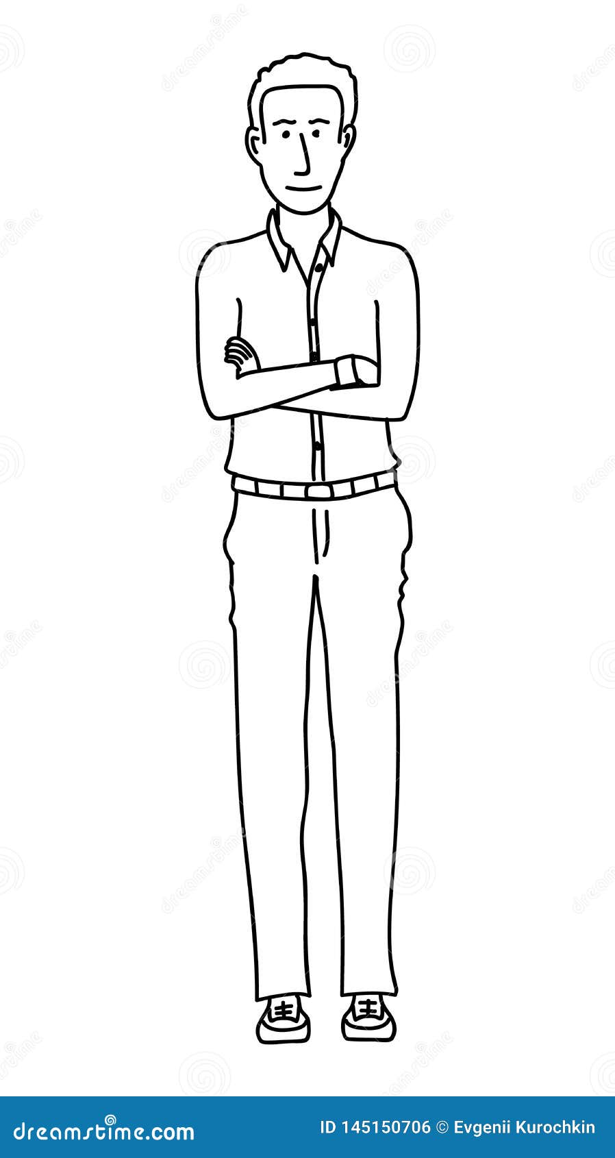 Standing Man. Hands on Chest Stock Illustration - Illustration of ...