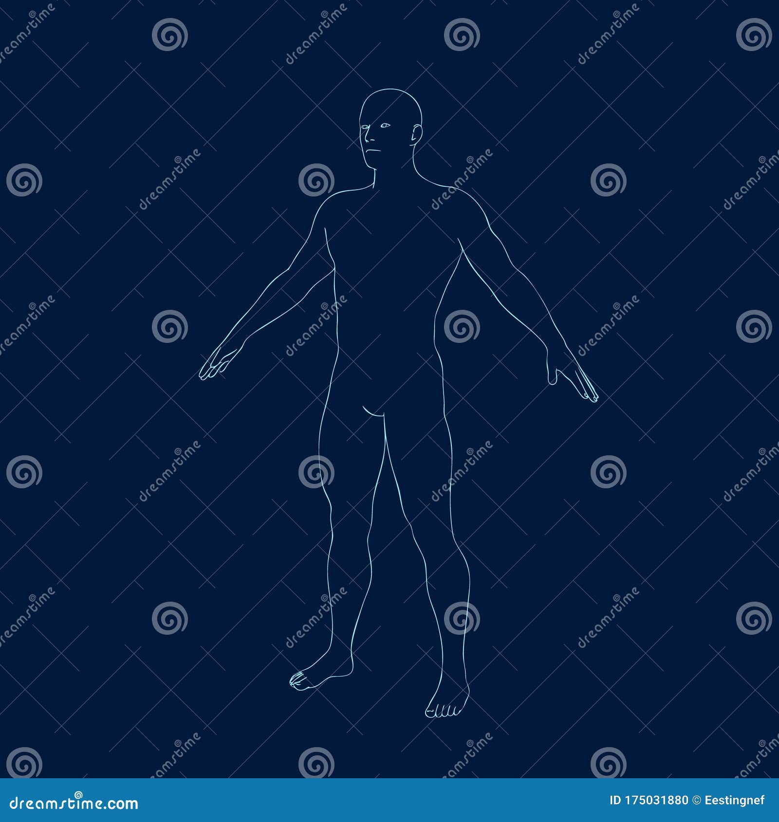 Standing Man. Vector Outline Illustration Stock Vector - Illustration ...