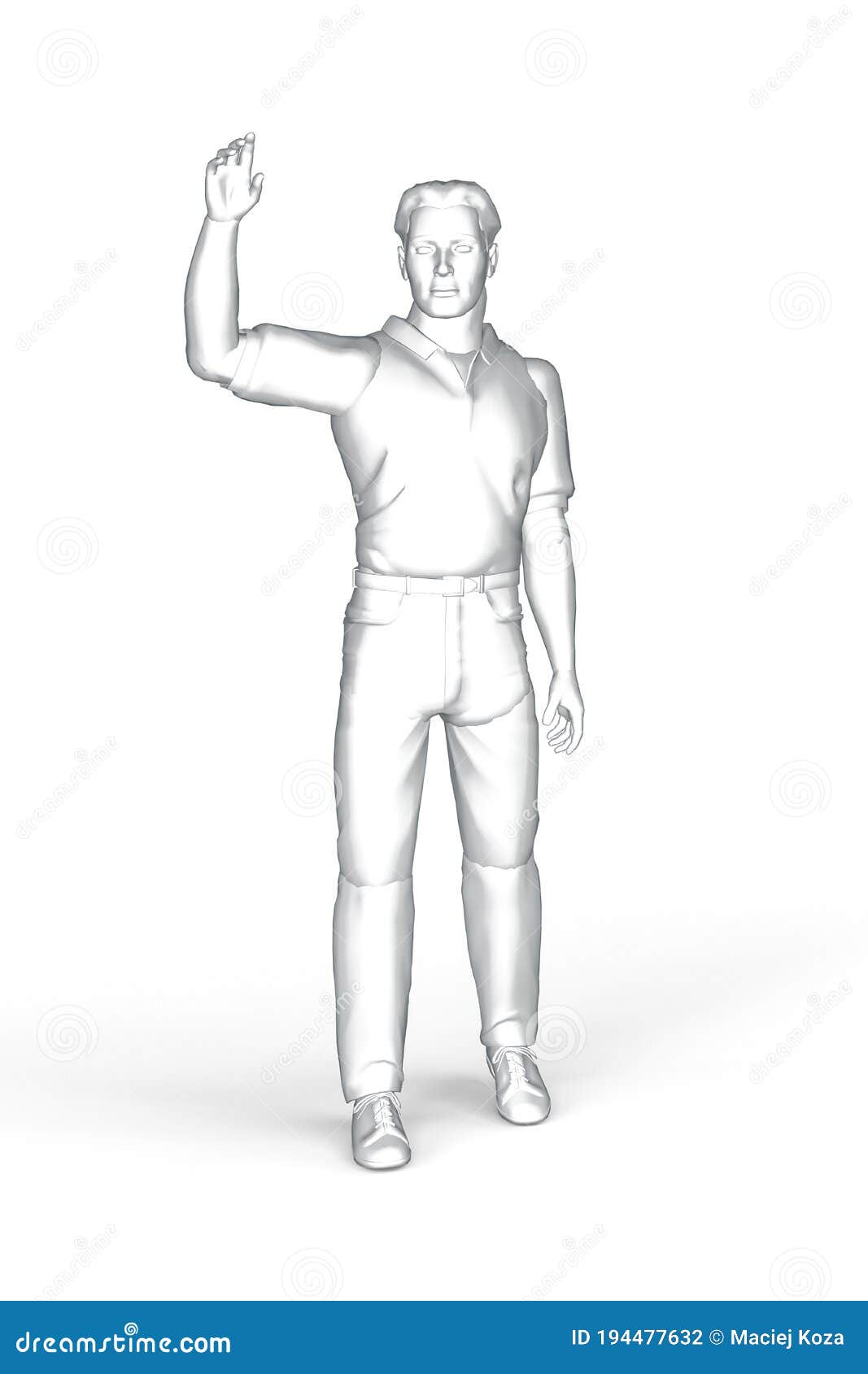 The Man Waves His Right Hand Stock Illustration - Illustration of ...