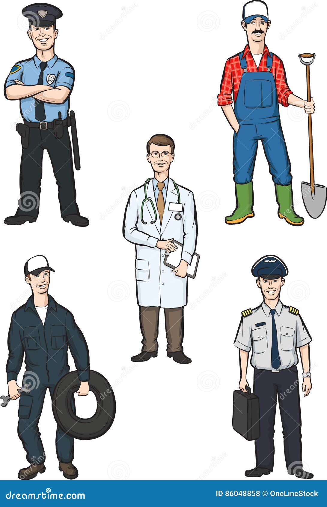 Standing Men of Various Occupations Stock Vector - Illustration of ...