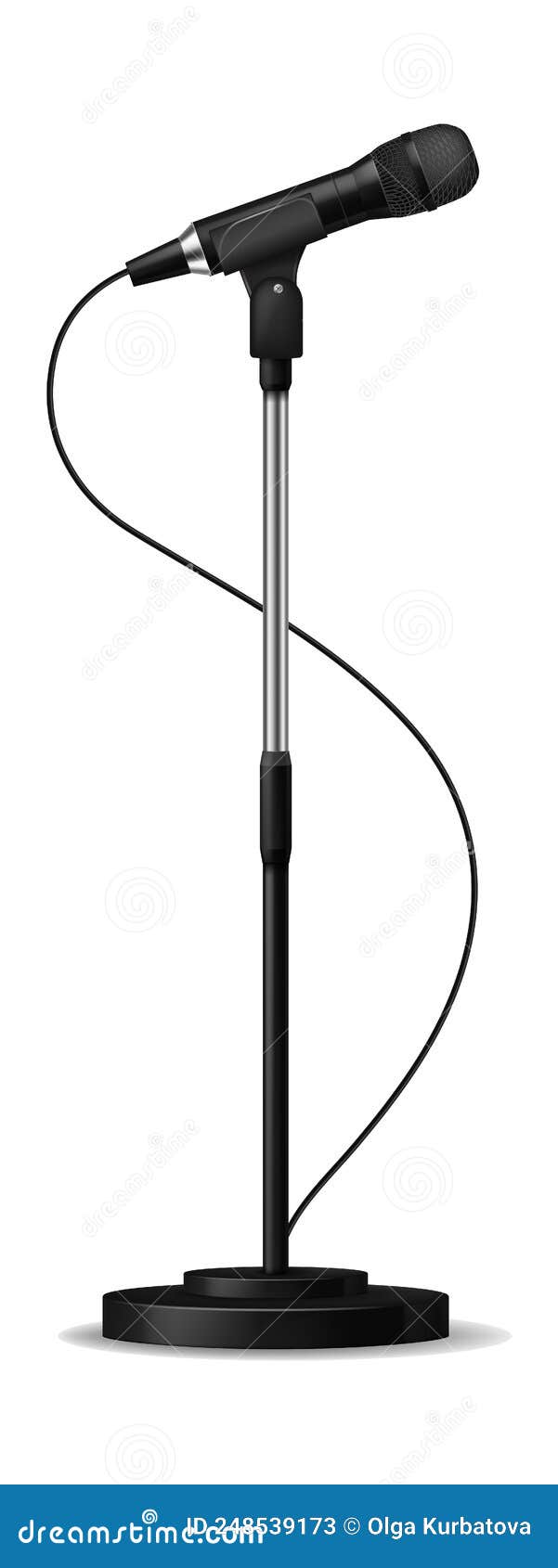 Standing Microphone. Realistic Stage Mic Stock Vector - Illustration of ...