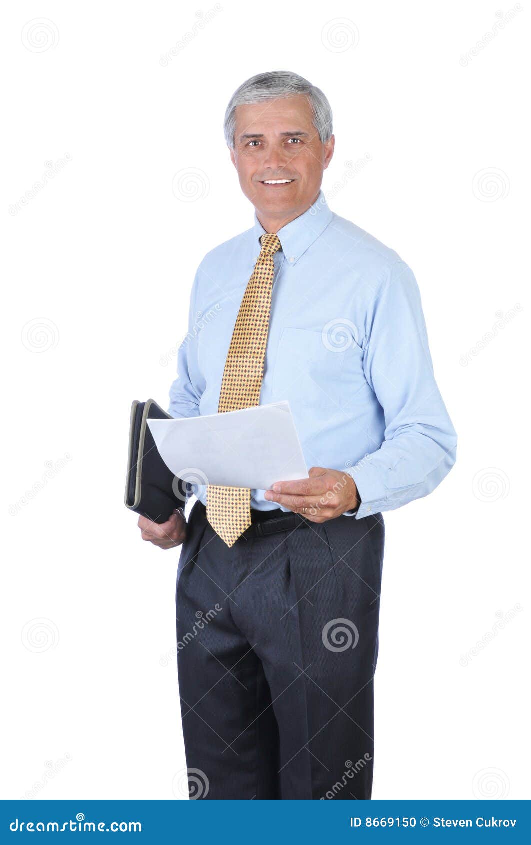 Standing Middle Age Businessman with Papers Stock Photo - Image of ...