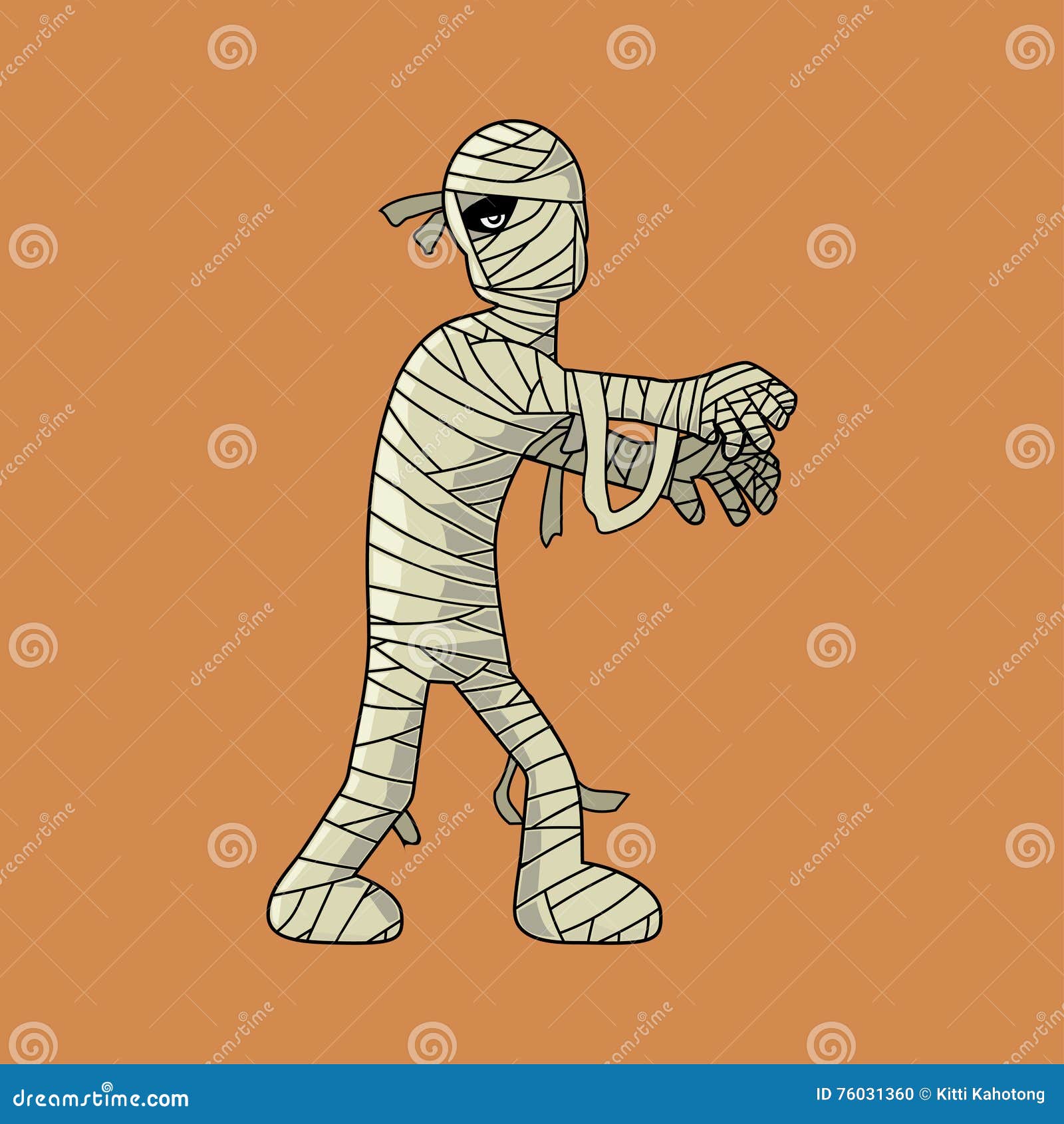 Standing Mummy Halloween Monster Cartoon Stock Vector - Illustration of ...